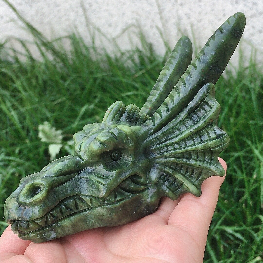 5natural Quartz Crystal,dragon Skull Carved ,crystal Quartz Skull,hand ...