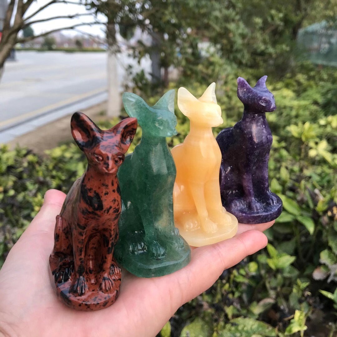 2.8natural Crystal Quartz Cat Carved ,crystal Quartz Skull,hand Carving ...