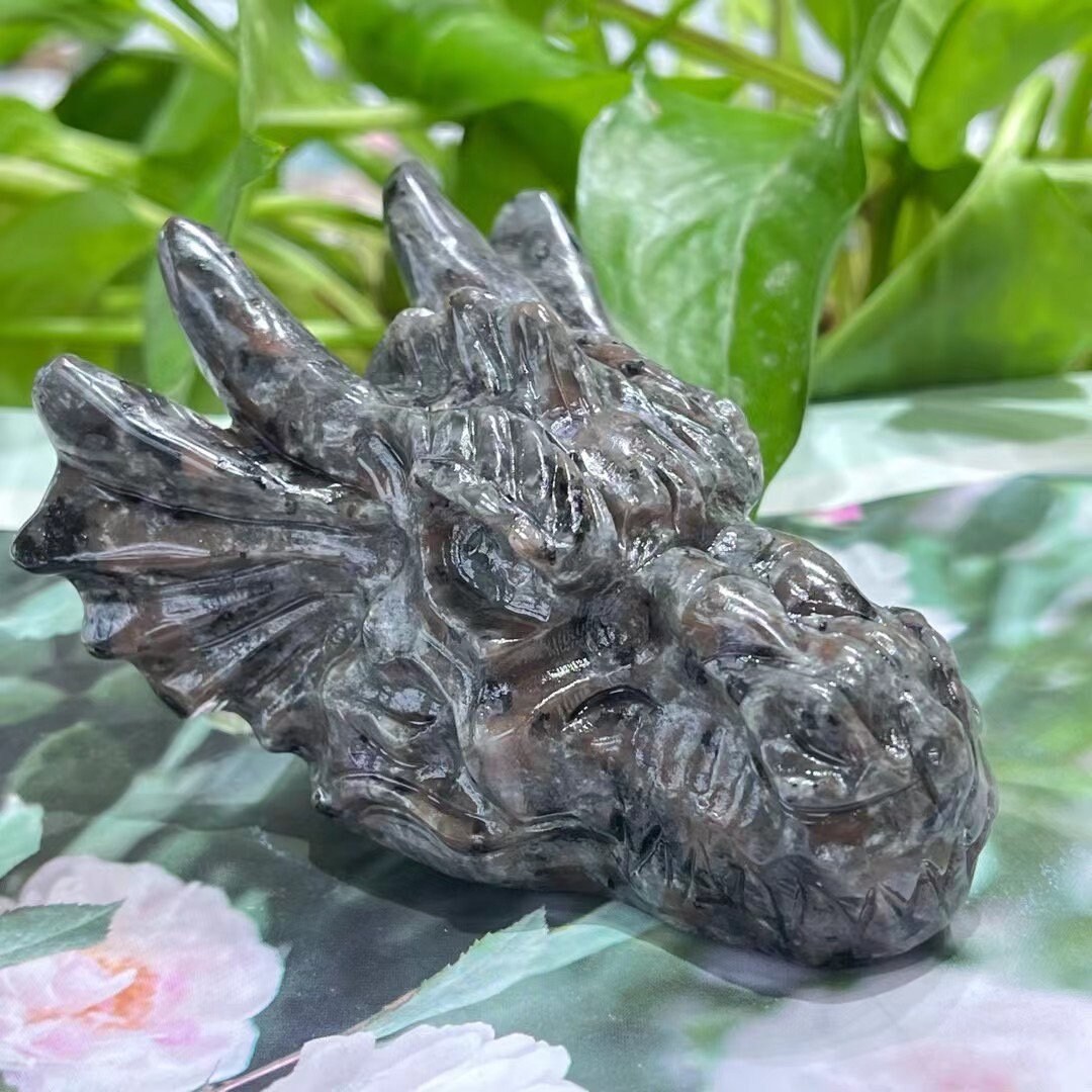 3natural Flame Stone Quartz Crystal, Dragon Skull Carved ,crystal ...