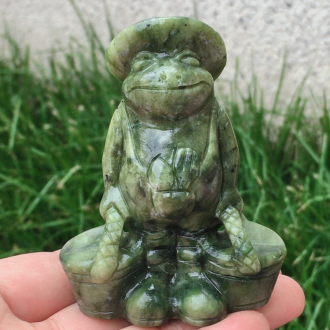 3.1natural Green Jasper Frog Carved ,crystal Quartz Skull,hand Carving ...
