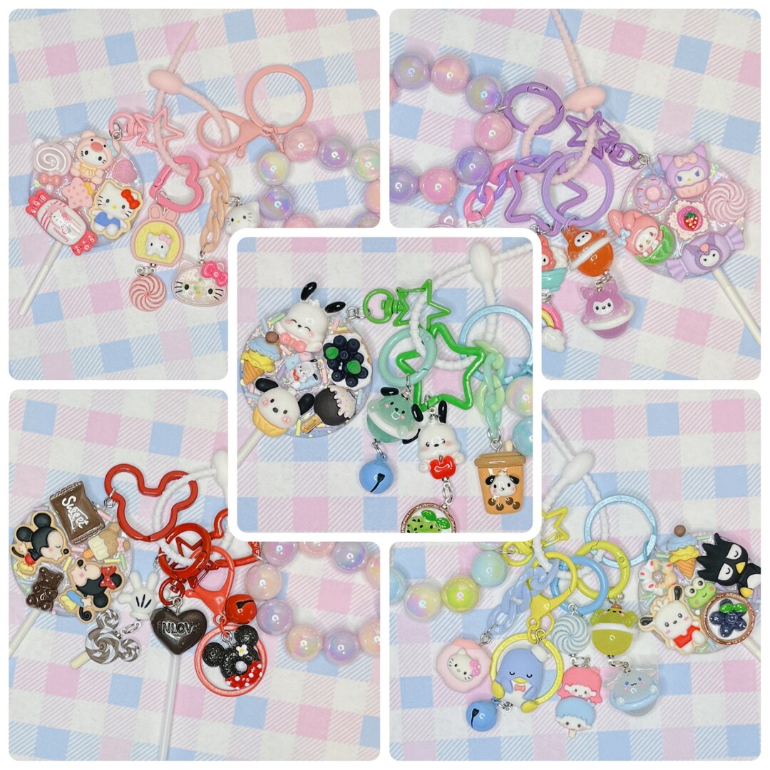 Kawaii Resin Beaded Stacked Keychain Charm / Cabochons / Cup Charms ...