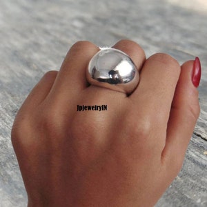 Silver Dome Ring Chunky Dome Stackable Chunky Silver Ring, Statement ...