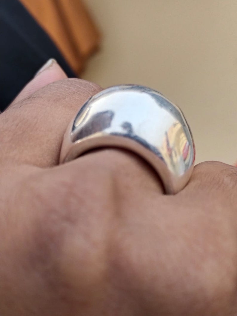 Silver Dome Ring Chunky Dome Stackable Chunky Silver Ring - Etsy