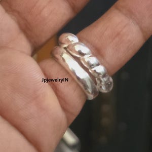Twisted Dome Two Ring Chunky Dome Stackable Chunky Silver Ring ...