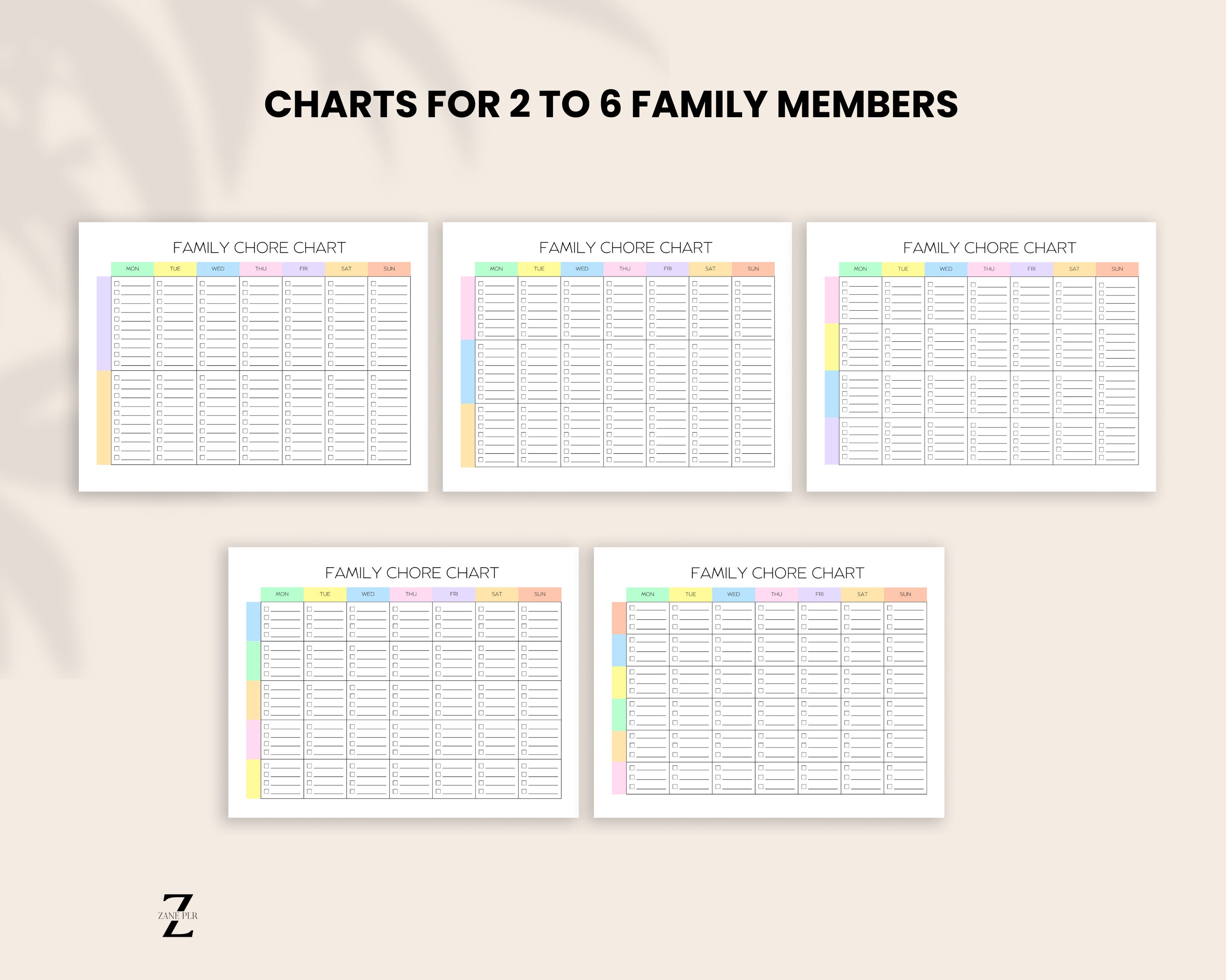 PLR Chore Charts, Done for You Digital Product, PLR Planner, White ...