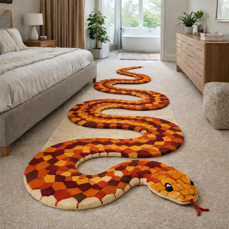 Hand Tufted Wool Serpent Runner Rug – Reptile Inspired Hallway Decor - Etsy