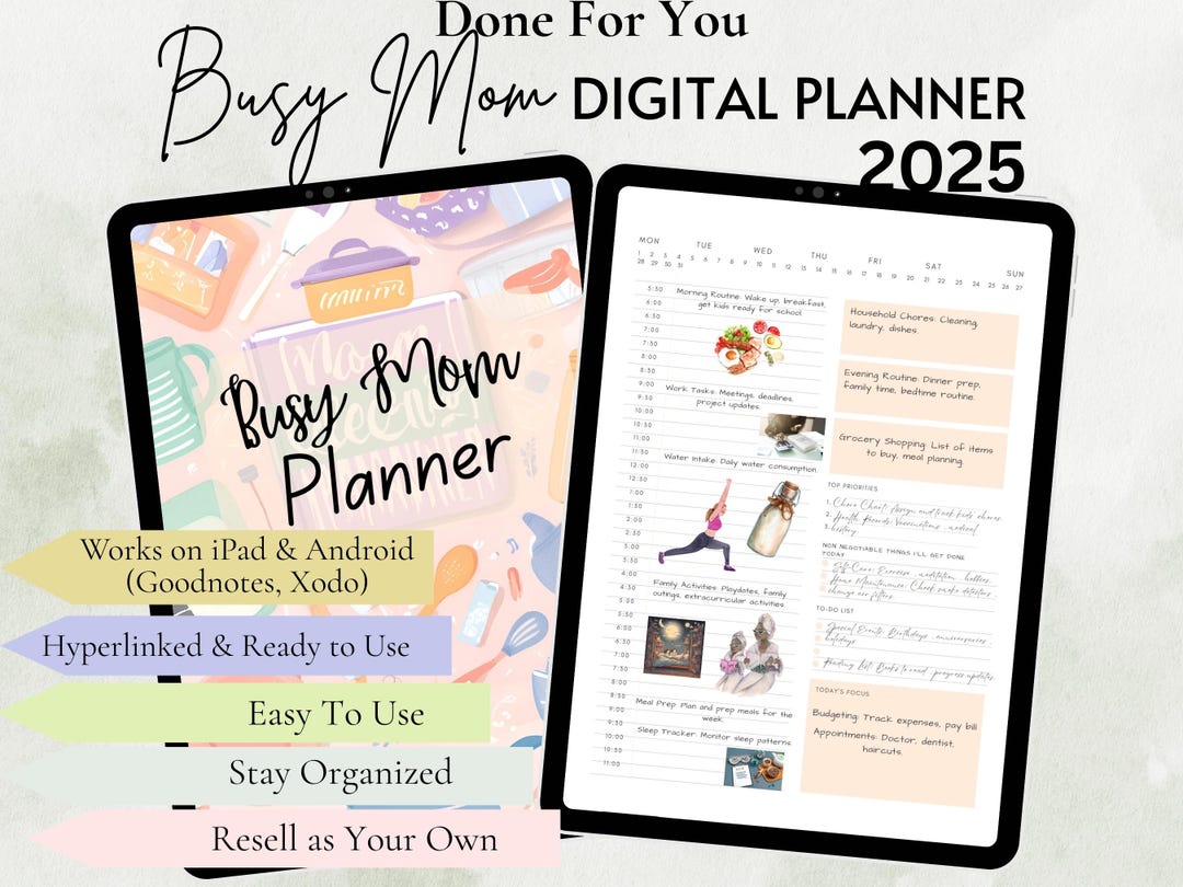 Busy Mom Digital Planner 2025 for Goodnotes | Meal, Budget & Self-care ...