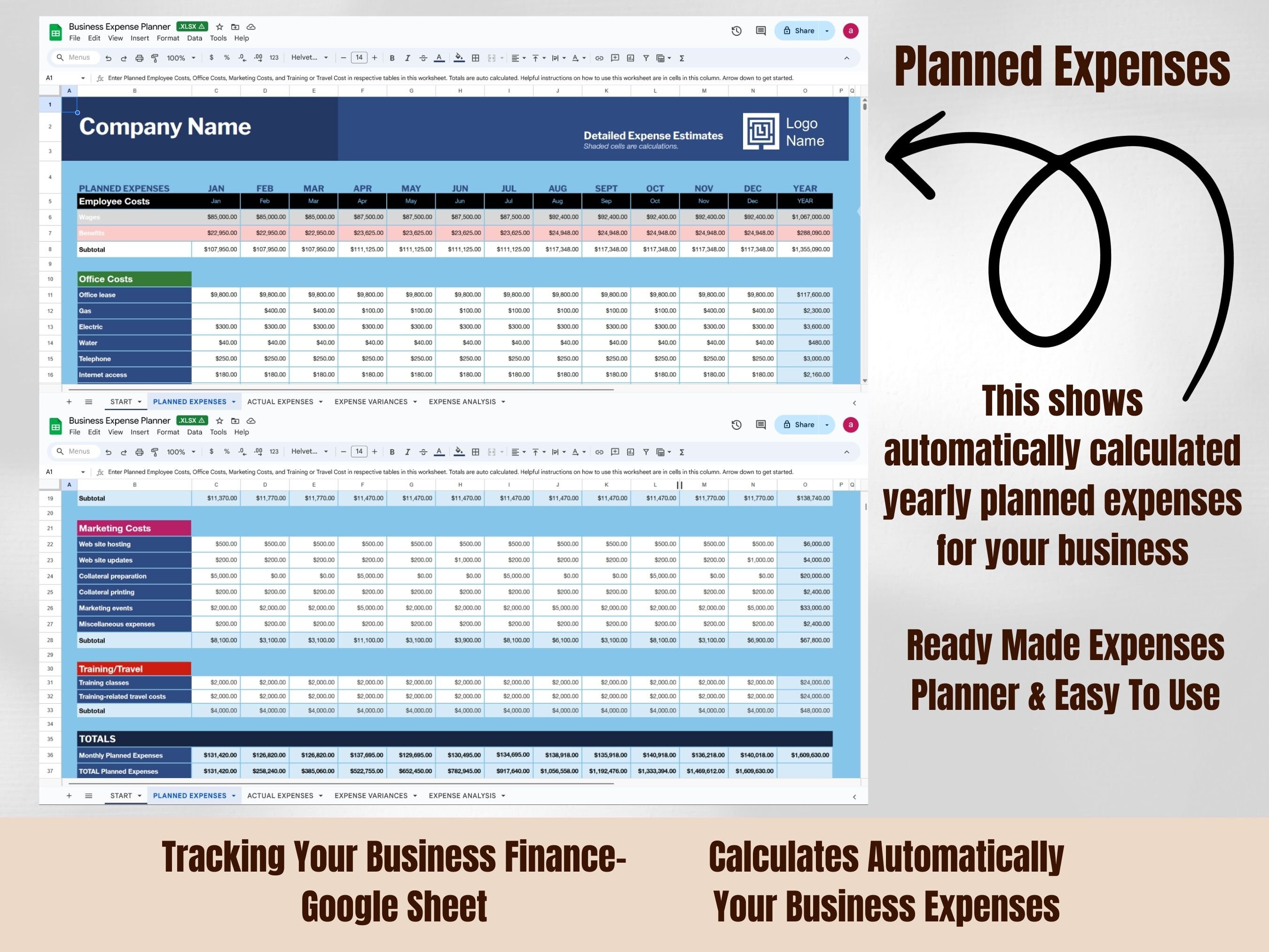 Simple 12 Month Planner Template Google Sheets Expense Tracker,template ...