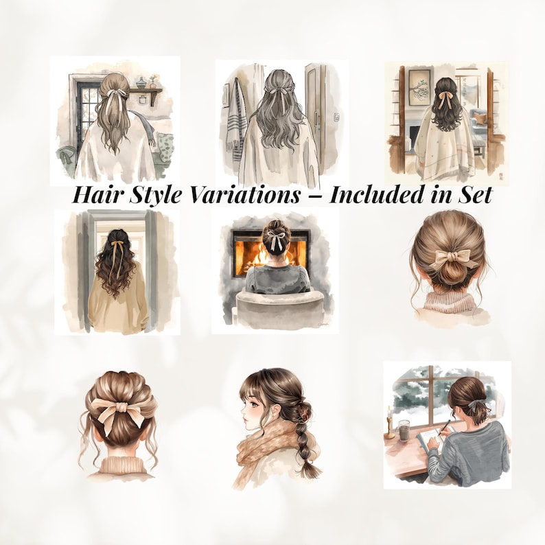 Cozy Winter Girl Clipart | Watercolor Hygge PNG | Cute Winter Girl ...