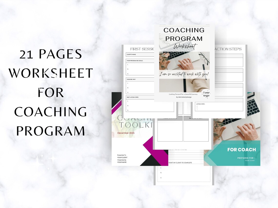 Coaching Program Worksheet: 21-page Canva Templates - Etsy