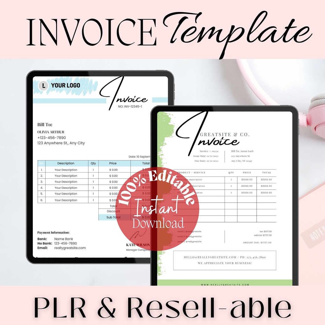 Invoice Template Editable,printable Invoice,invoice Printable for Small ...