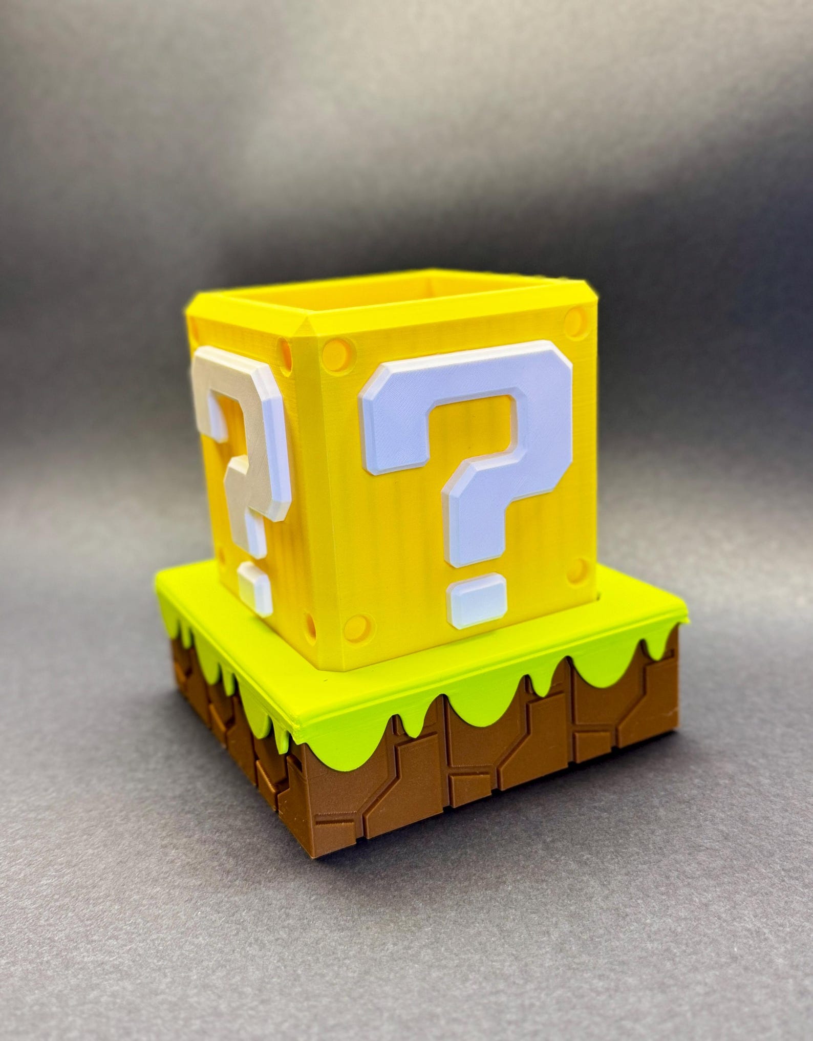 Super Mario Question Block Planter – 3D Printed Geeky Plant Pot – Retro ...