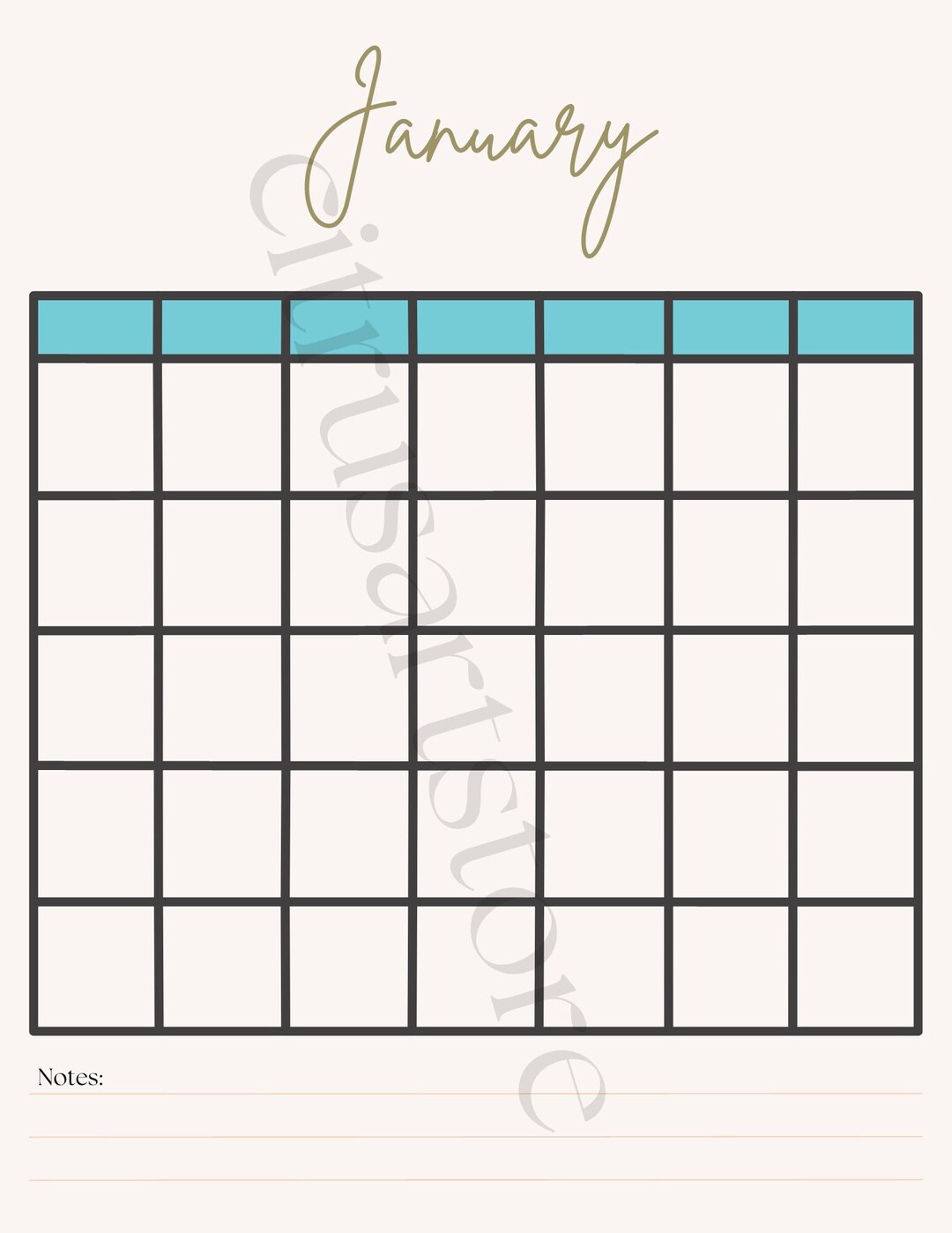 Minimalist Monthly Calendar PNG Instant Download - Etsy