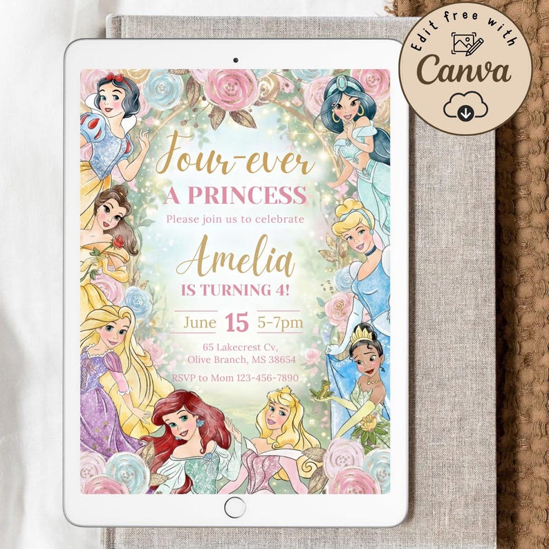 Four Ever A Princess Birthday Invitation – Fourever A Princess, Royal ...