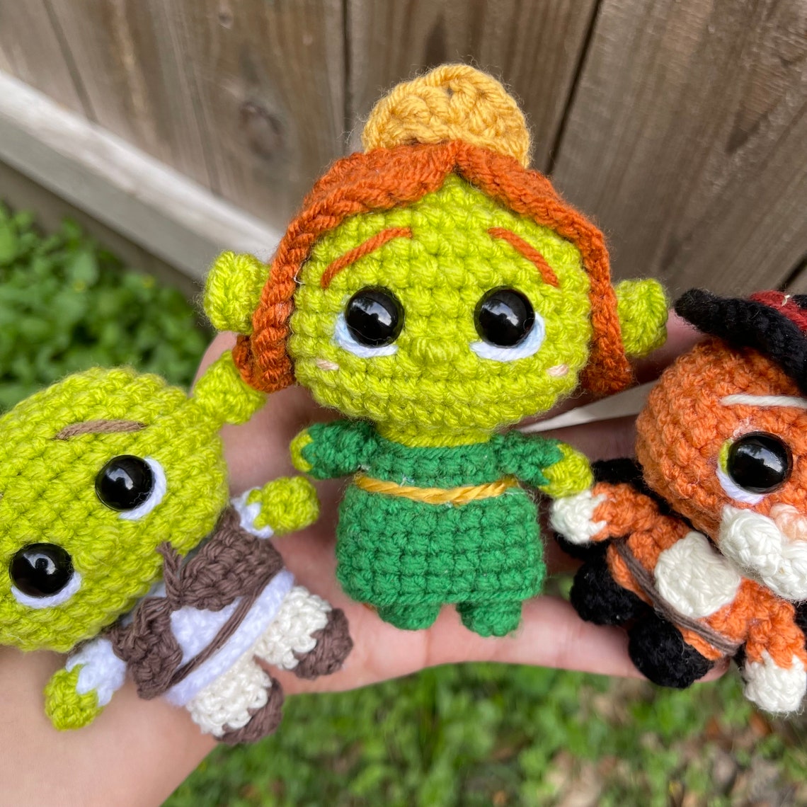 Shrek, Fiona, and Puss in Boots Mini Funko Crochet Amigurumi Doll ...