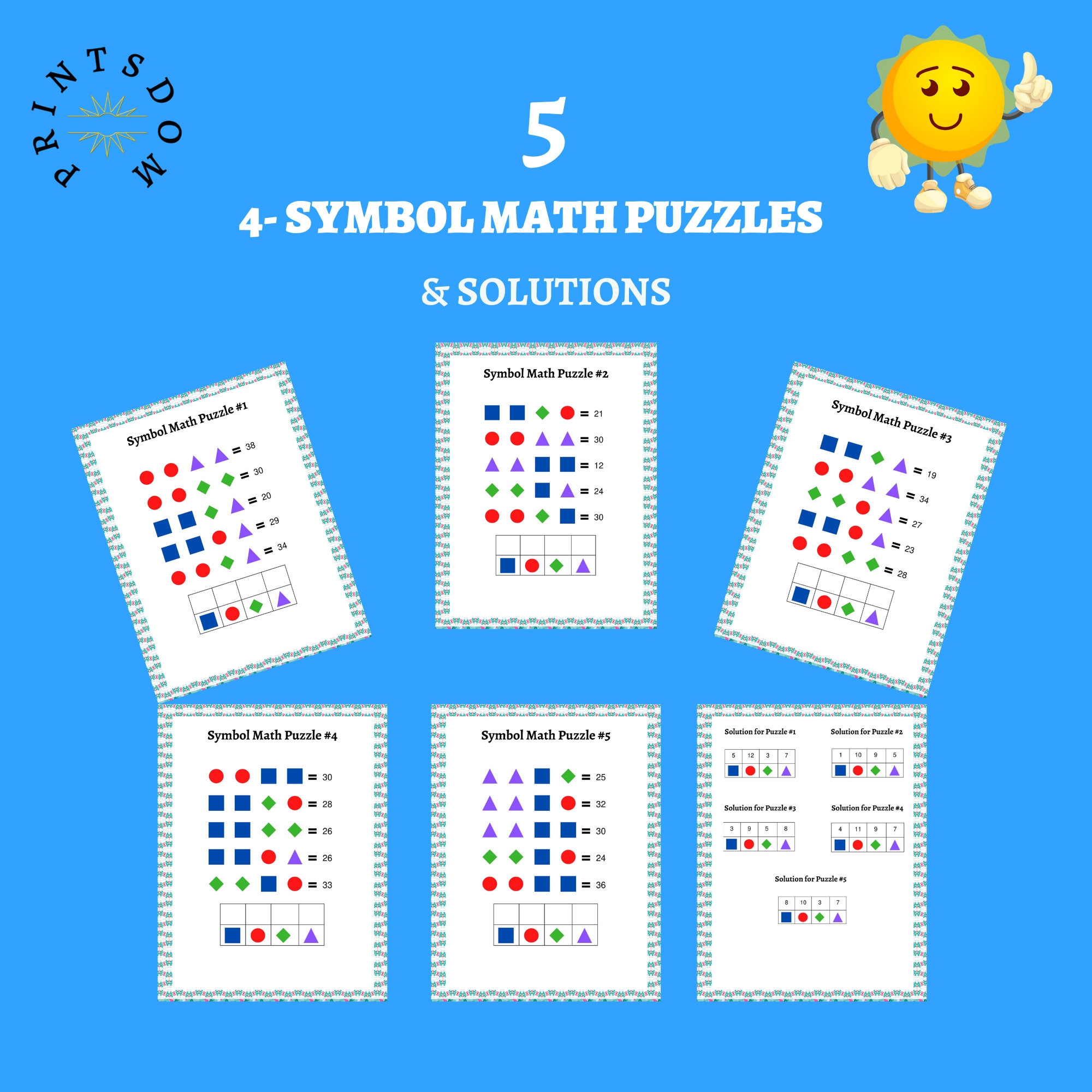 Easy Symbol Math Puzzles Educational Math Worksheets - Etsy