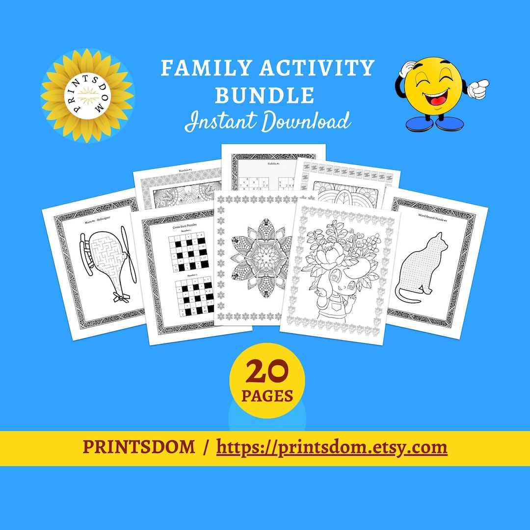 Printable Family Activity Bundle: 20 Puzzles & Games (digital Download ...
