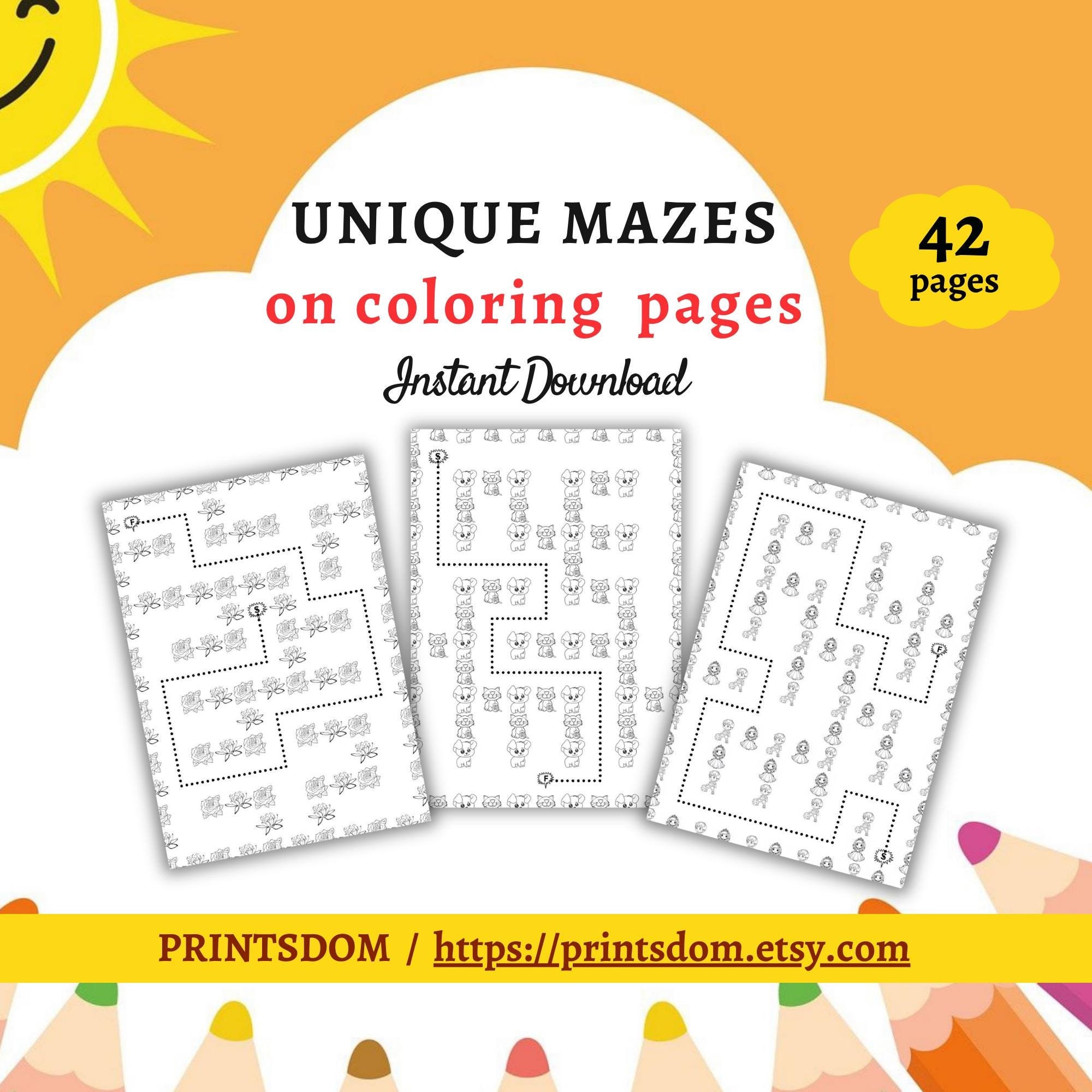 Preschool Maze Coloring Pages: Kids Activity Book (digital Download) - Etsy
