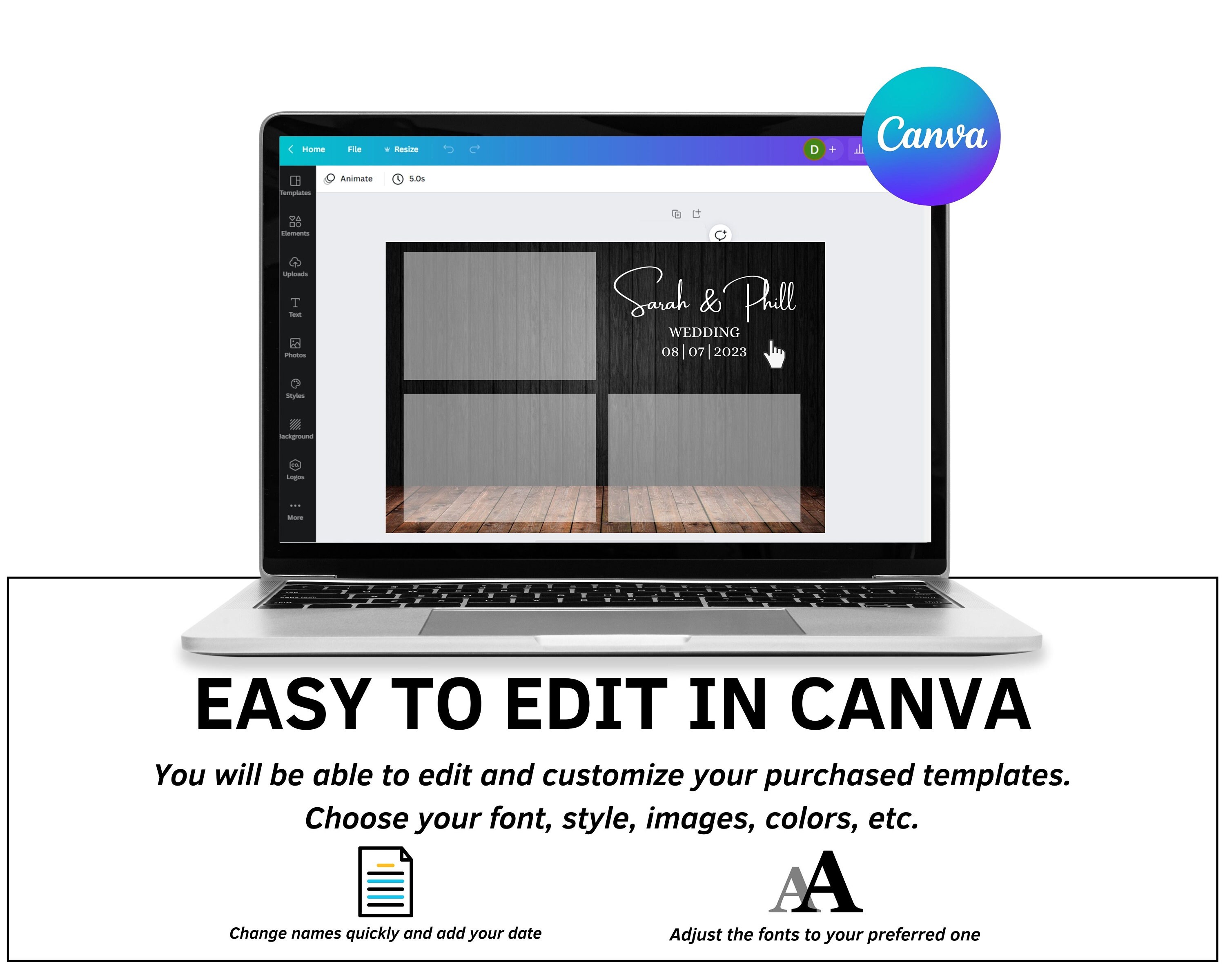 Minimalist Wedding Photobooth Template, Photobooth Template, 4x6 ...