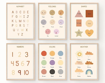 24 Educational Posters Set for Playroom, Kids, Toddlers, Printable Home ...