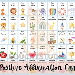 50 Kids Positive Affirmation Cards, Mindfulness Gift for Children to ...