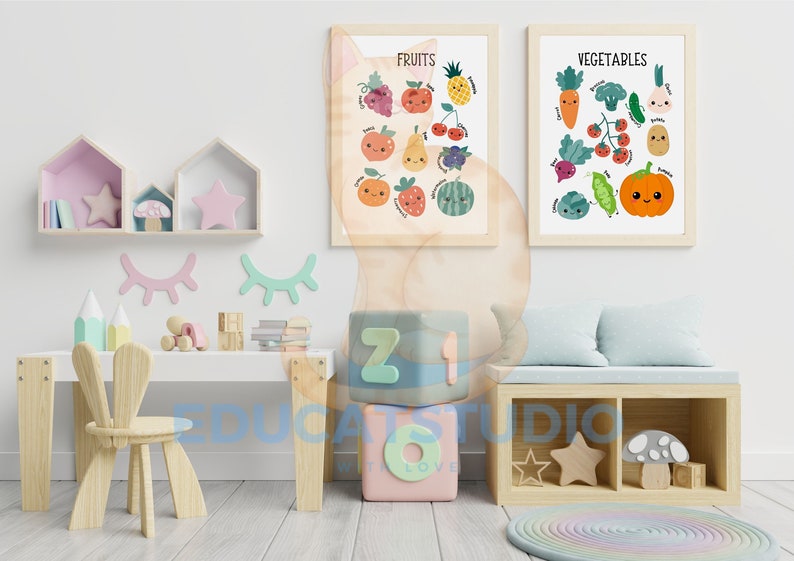 36 Educational Posters Set for Playroom Kids, Toddlers, Printable ...