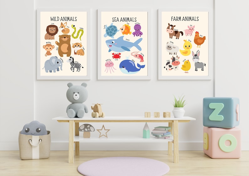 Cute Animals Posters cute Vegetable Cute Fruits Transport Educational ...