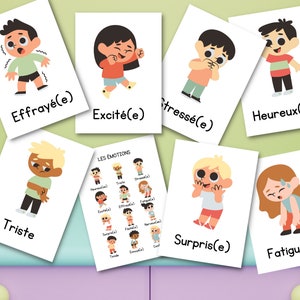 FRENCH Feelings Flashcards French Emotions Les émotions - Etsy