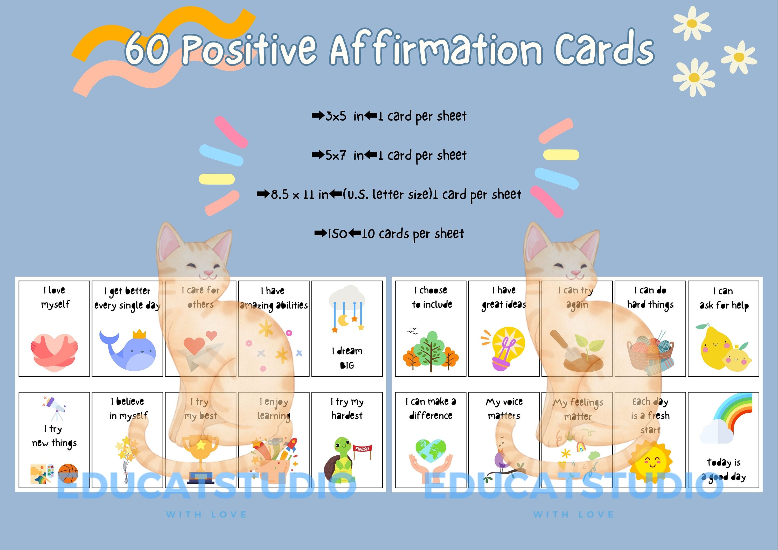 60 Kids Positive Affirmation Cards, Affirmation Cards for Children to ...