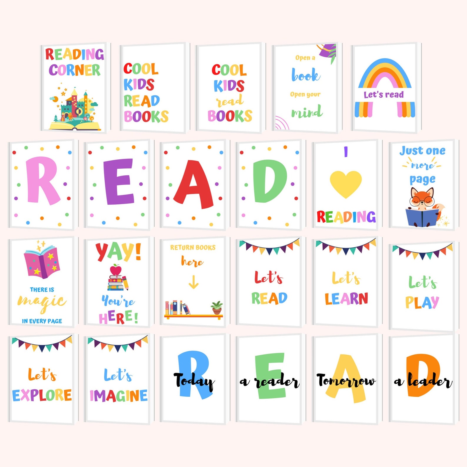 80 Reading Materials Cool Kids Read Books Reading Corner - Etsy