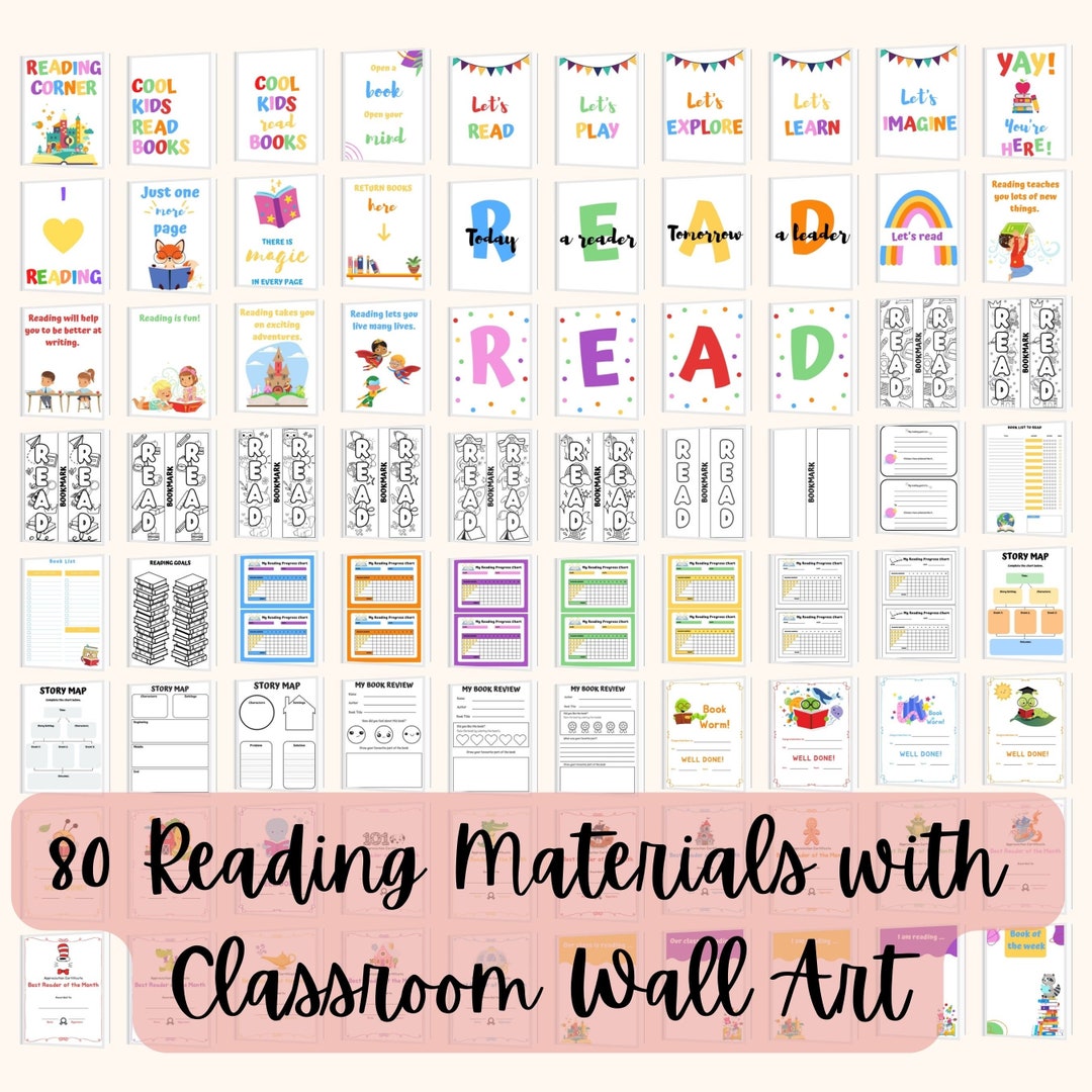 80 Reading Materials Cool Kids Read Books Reading Corner - Etsy