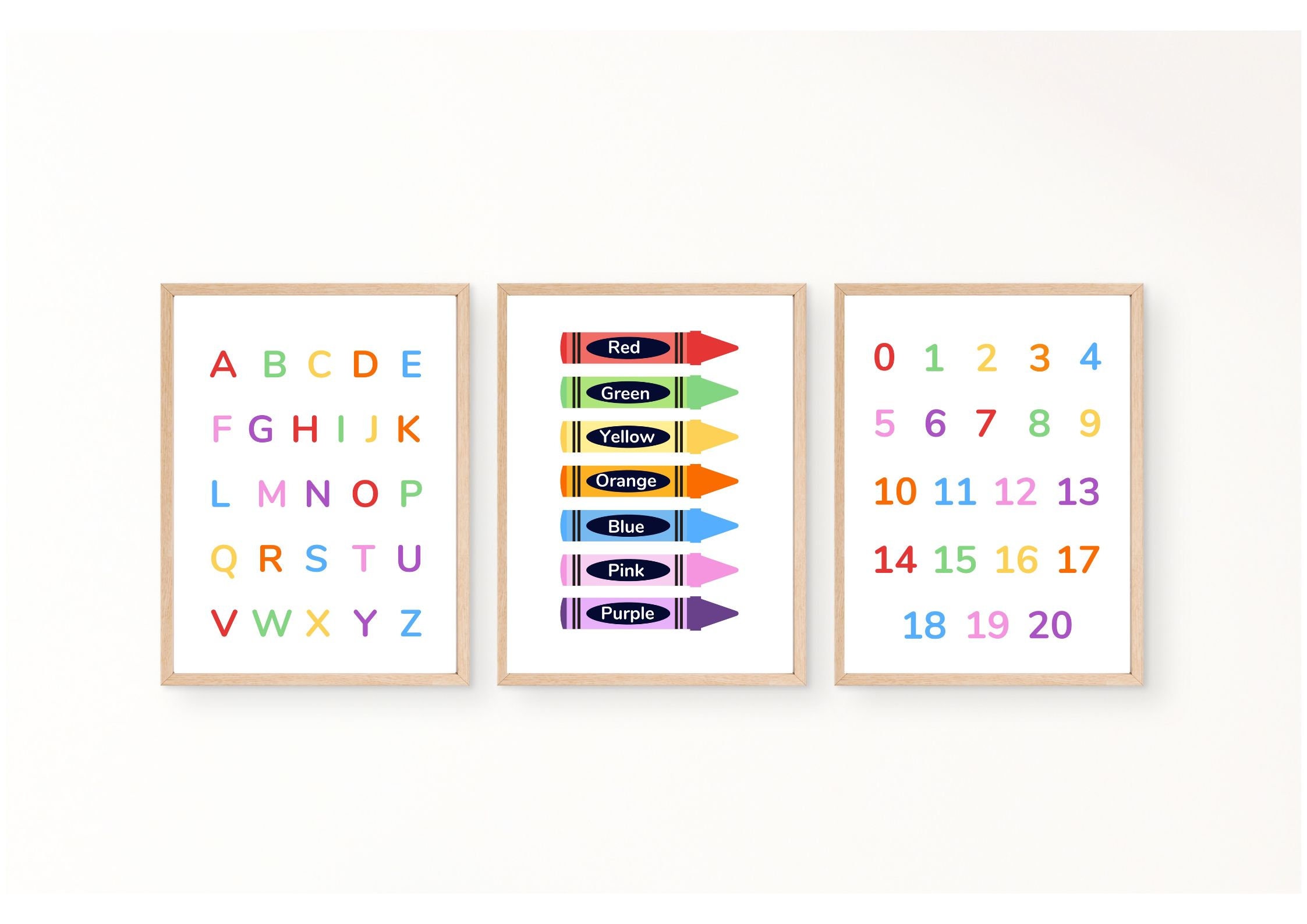 Printable Preschool Posters Numbers, Colors, Alphabet and Shapes - Etsy