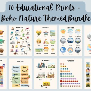 10 Educational Posters| Prints | Nature Themed Boho Educational Posters ...