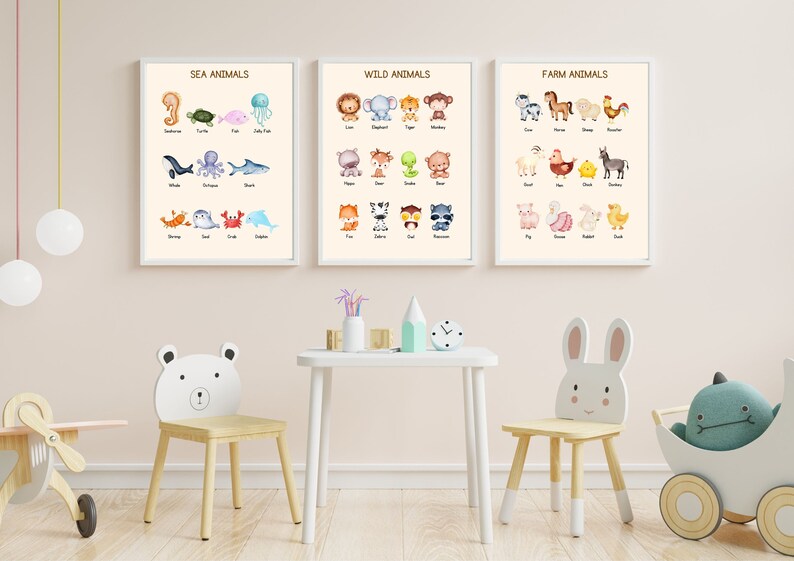 18 Educational Posters Set for Playroom, Kids, Toddlers, Printable Home ...