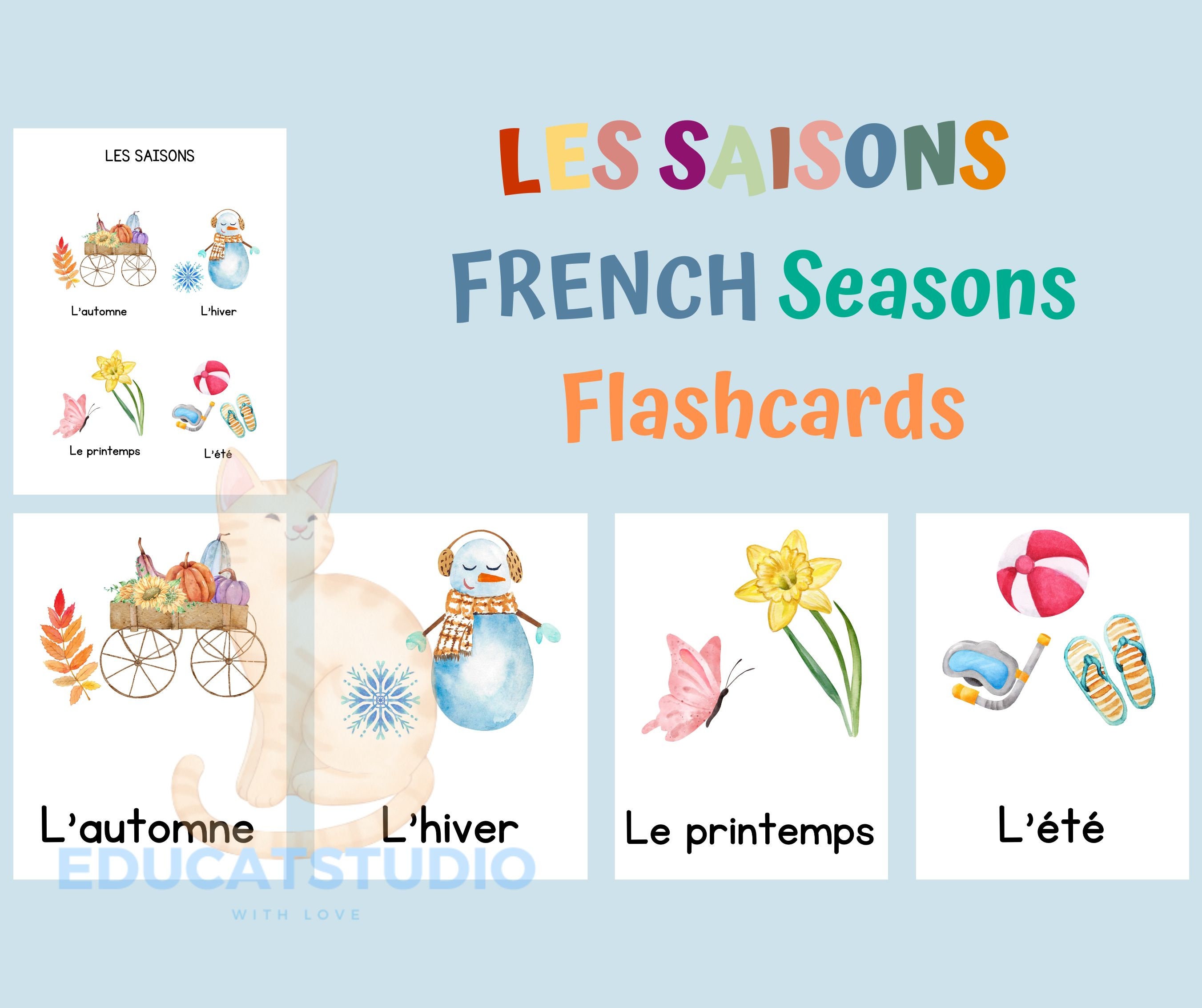 La Météo Les Saisons French Weather Seasons Flashcards - Etsy