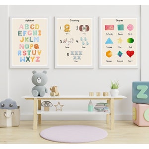 22 Educational Posters Set for Playroom and Kids, Toddlers, Printable ...