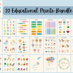 22 Educational Posters Set for Playroom and Kids, Toddlers, Printable ...