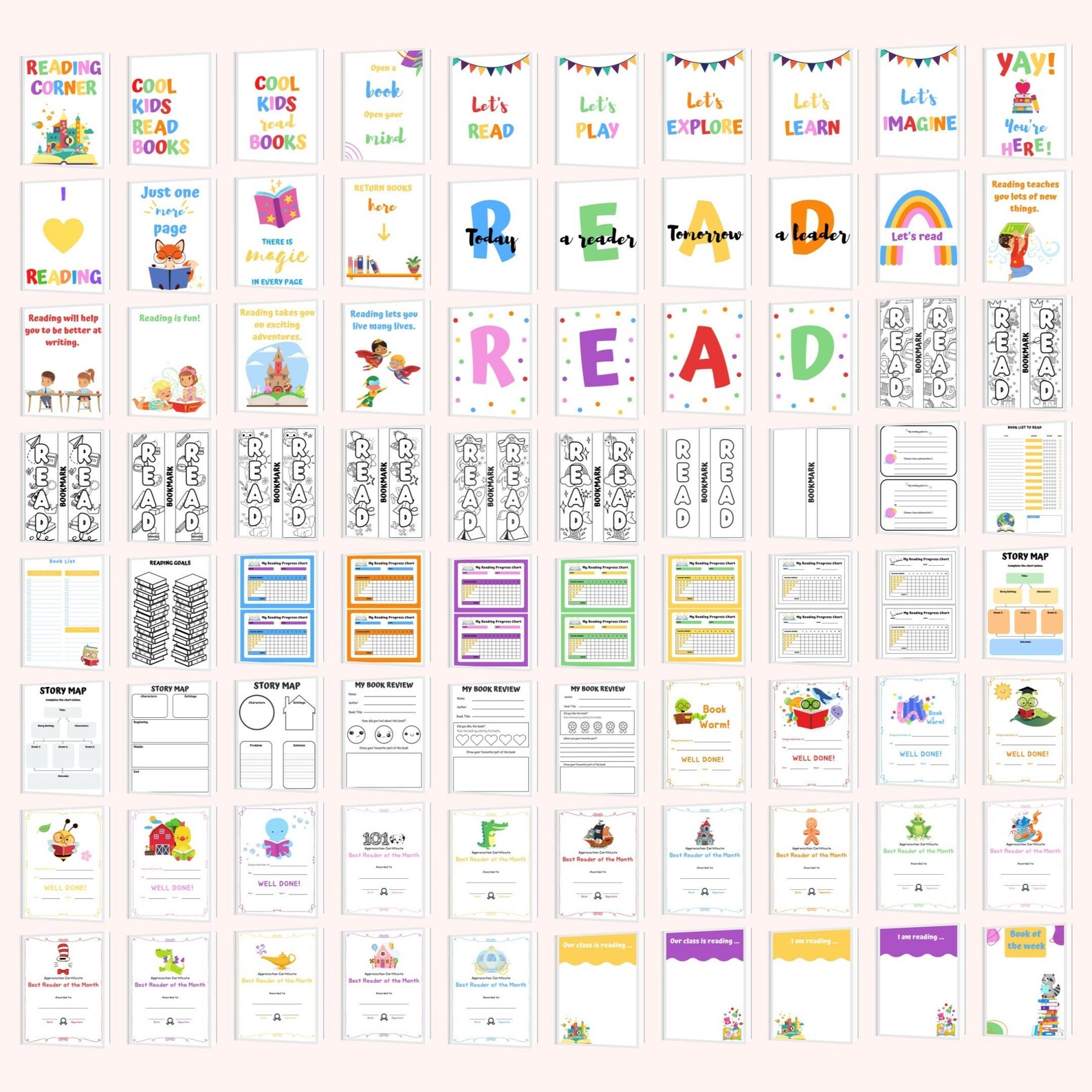 80 Reading Materials Cool Kids Read Books Reading Corner - Etsy