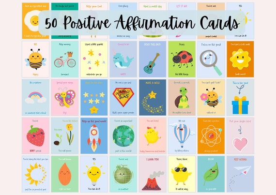 40 Printable Positive Affirmation Cards for Kids - Etsy