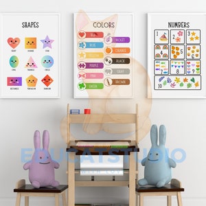 36 Educational Posters Set for Playroom Kids, Toddlers, Printable ...