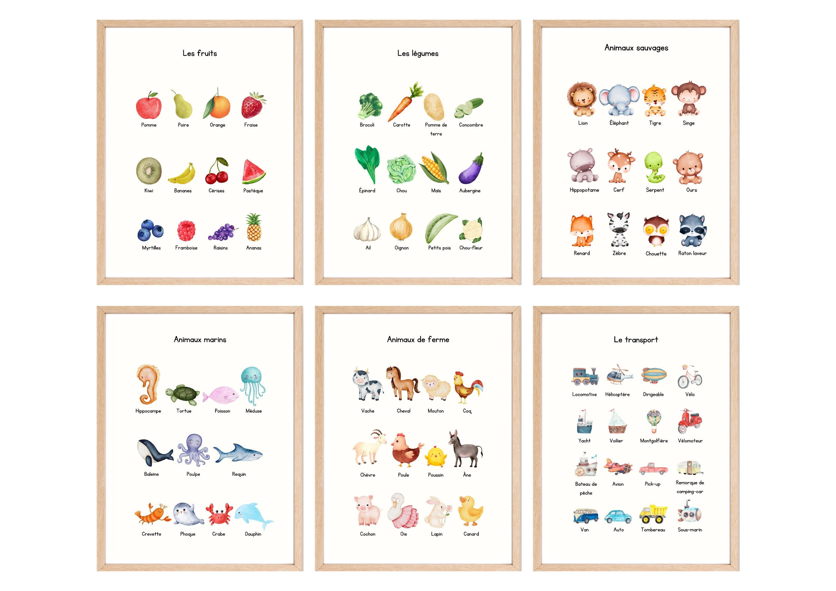 Ensemble De 22 Affiches éducatives Pour Salle De Jeux Et Enfants, Tout ...