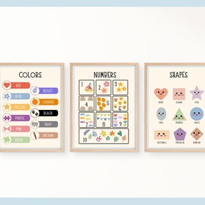 19 Educational Posters Set for Playroom, Kids, Toddlers, Printable Home ...