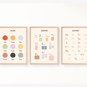 24 Educational Posters Set for Playroom, Kids, Toddlers, Printable Home ...