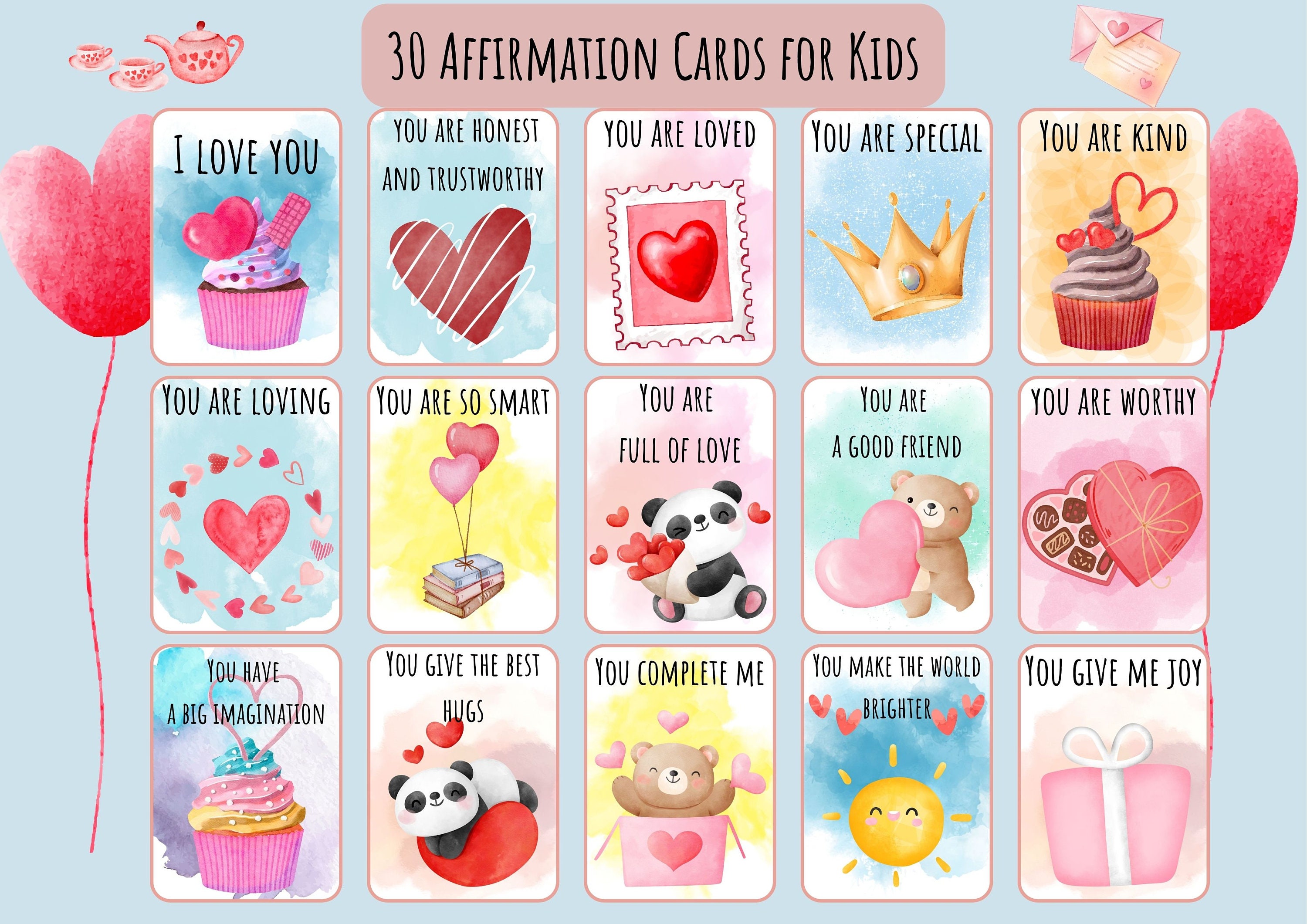 30 Affirmation Cards for Kids Affirmation Cards Positive Affirmation ...