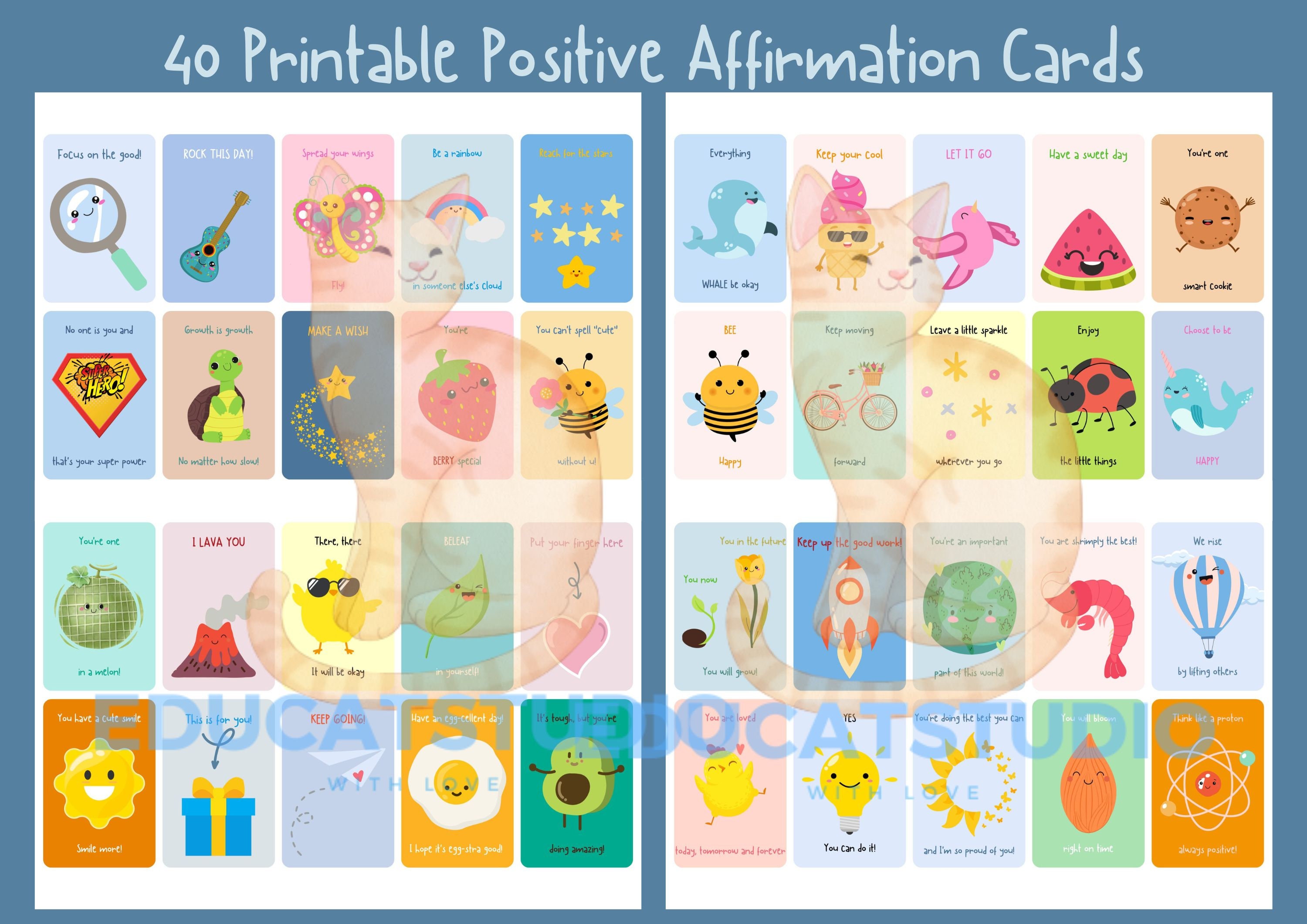 40 Printable Positive Affirmation Cards for Kids | Motivational Cards ...
