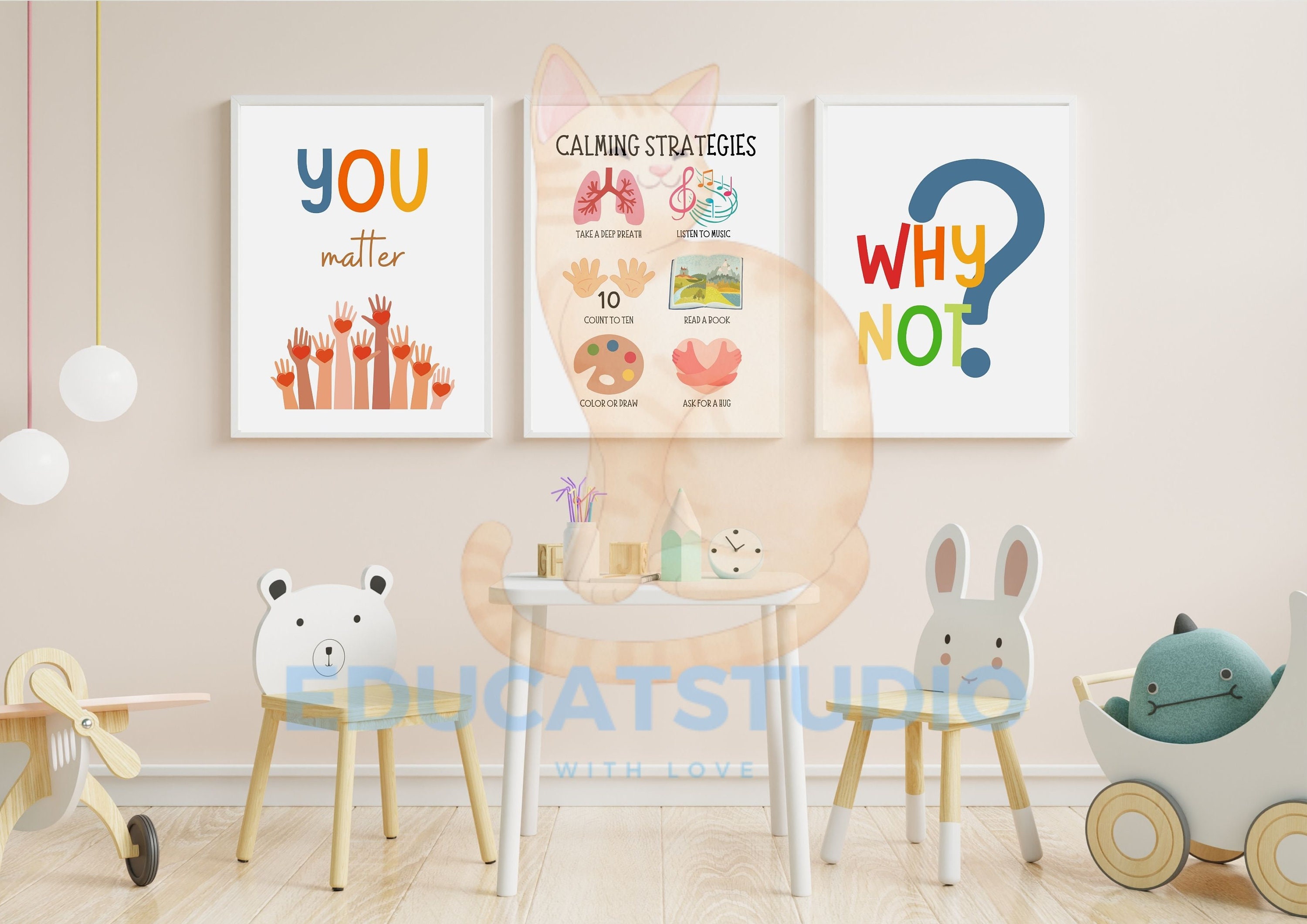 36 Educational Posters Set for Playroom Kids, Toddlers, Printable ...