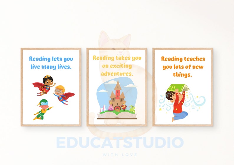 25 Reading Corner Posters / Cool Kids Read Books, Reading Corner ...