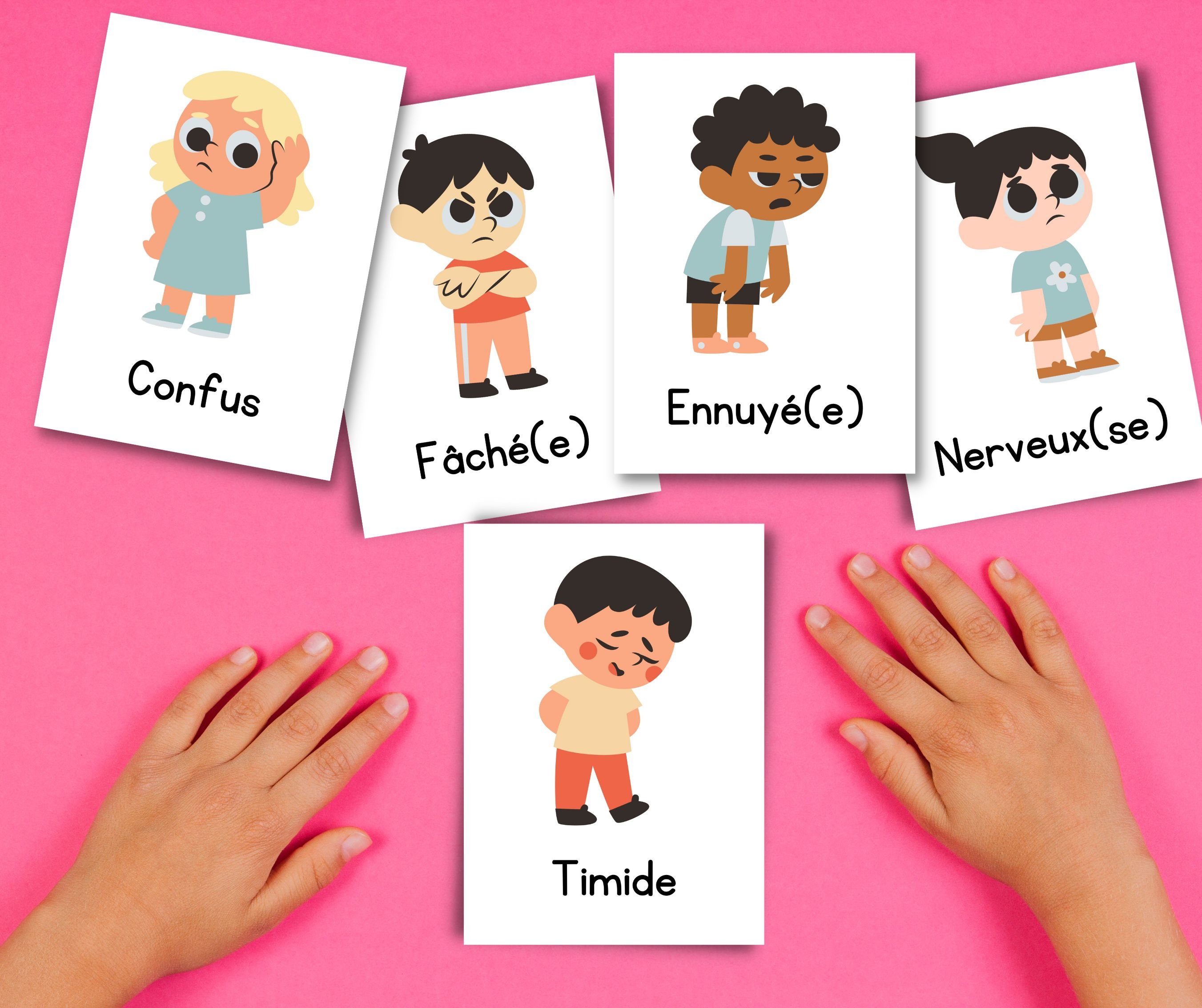 FRENCH Feelings Flashcards | French Emotions | Les émotions - Etsy