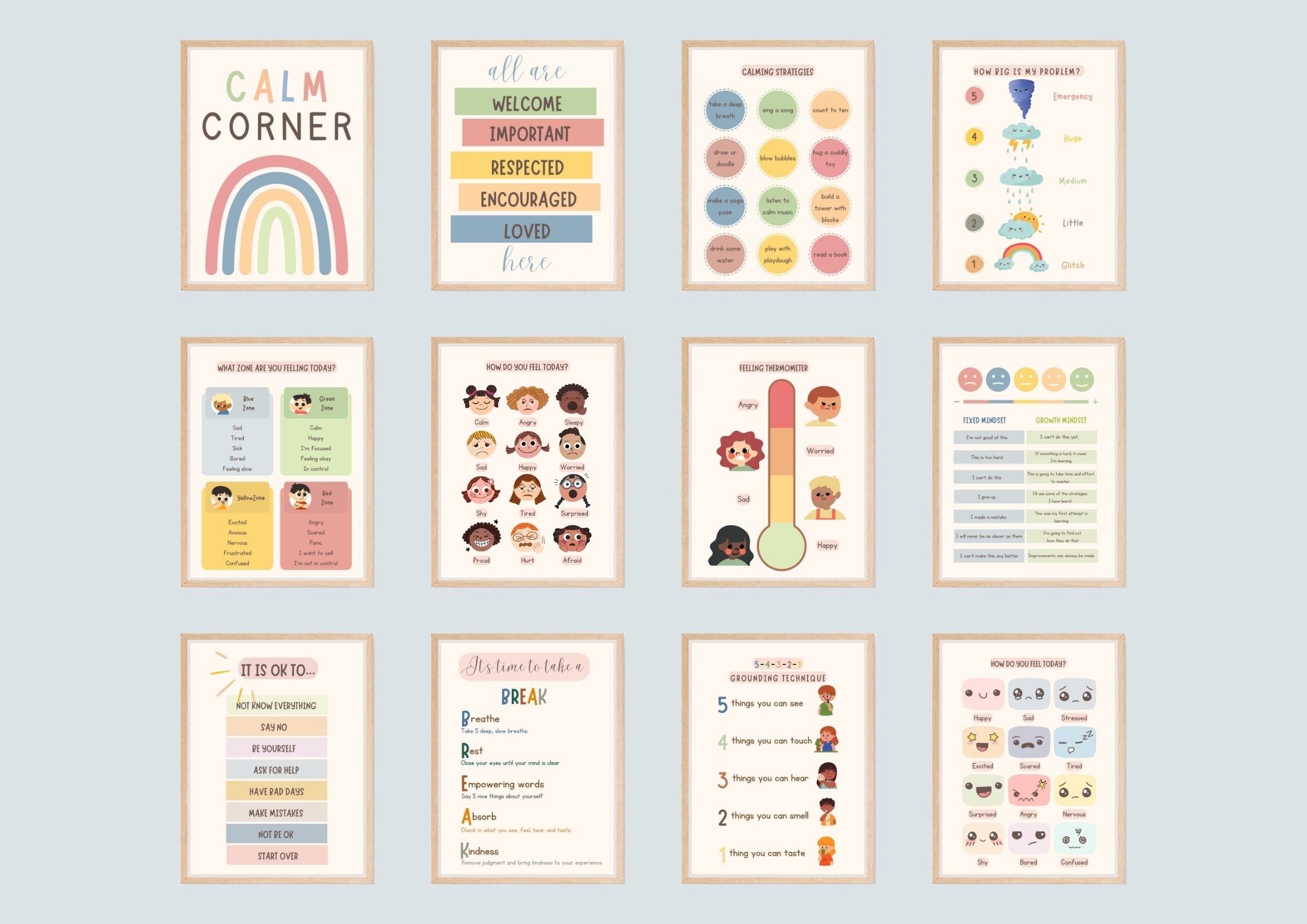 30 Calming Corner Classroom Boho Calm Down Printable Decor Wall Art ...