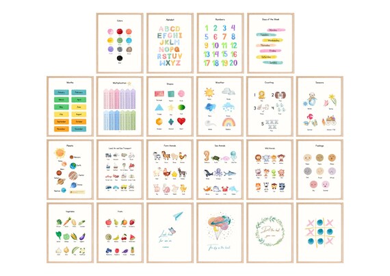 22 Educational Posters Set for Playroom and Kids Toddlers - Etsy UK